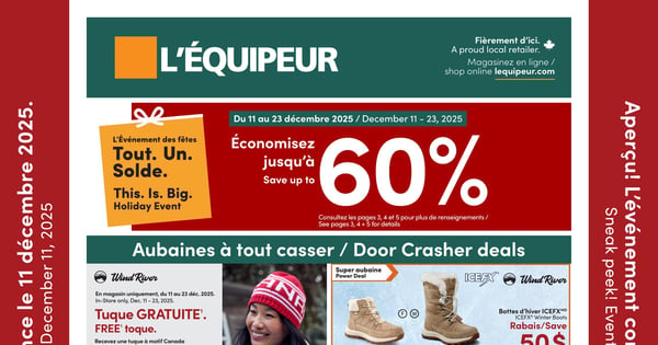 Circulaire L’Équipeur Spéciaux, Promotions et Rabais