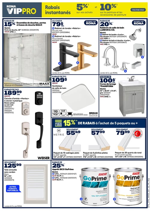 Circulaire RONA Spéciaux, Promotions et Rabais de cette Semaine