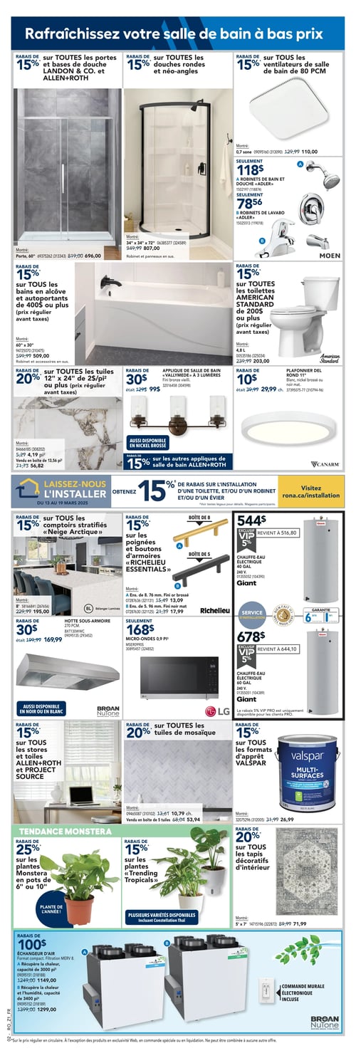 Circulaire RONA Spéciaux, Promotions et Rabais de cette Semaine