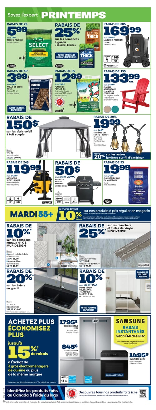 Circulaire RONA Spéciaux, Promotions et Rabais de cette Semaine