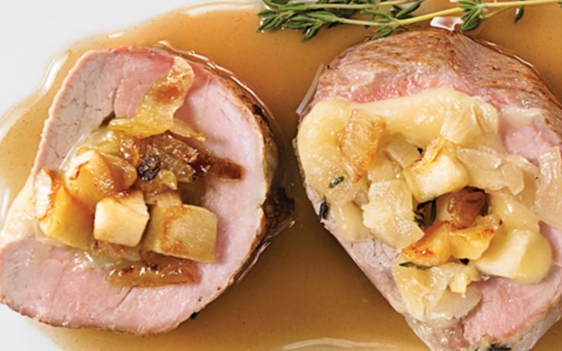 Filet de porc farci aux pommes et à l’oka classique