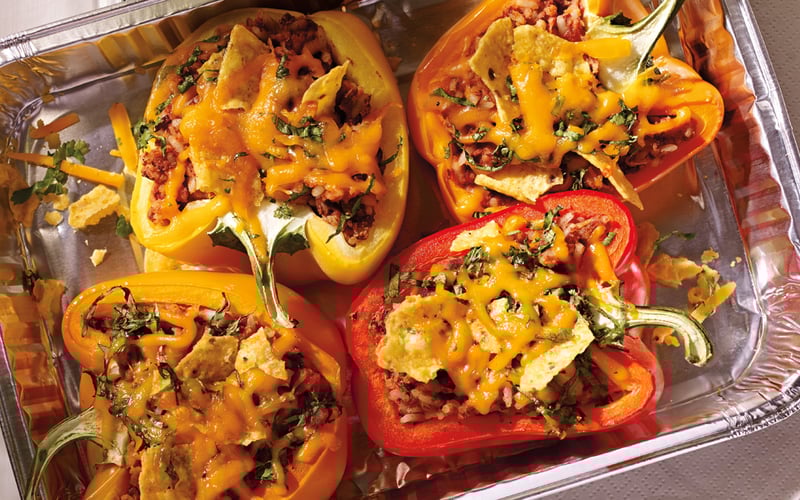 Poivrons Rôtis aux Haricots et au Cheddar
