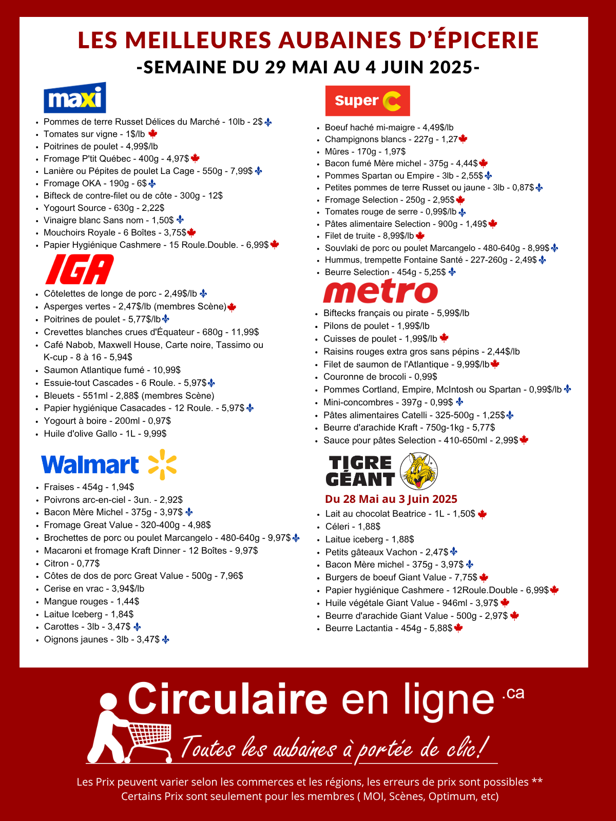 Les Meilleurs Rabais d'Épicerie cette Semaine