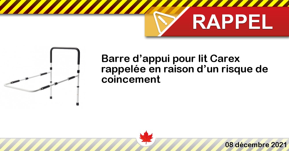 Barre d’appui pour lit Carex rappelée en raison d’un risque de ...