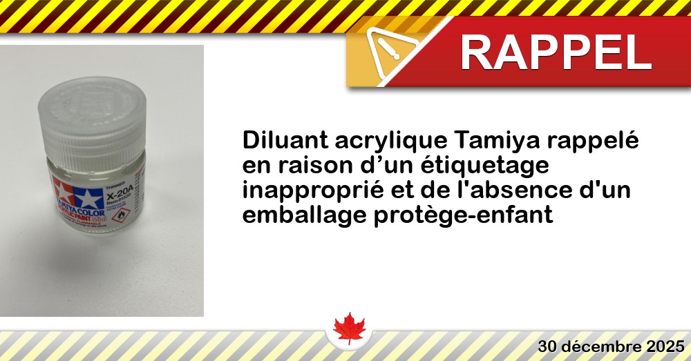 Diluant acrylique Tamiya rappelé en raison d’un étiquetage inapproprié ...