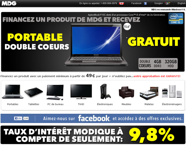 MDG Financement Meubles Ordinateurs Électroménagers