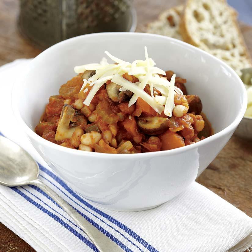Chili Végé aux Haricots Blancs et aux Champignons à la Mijoteuse