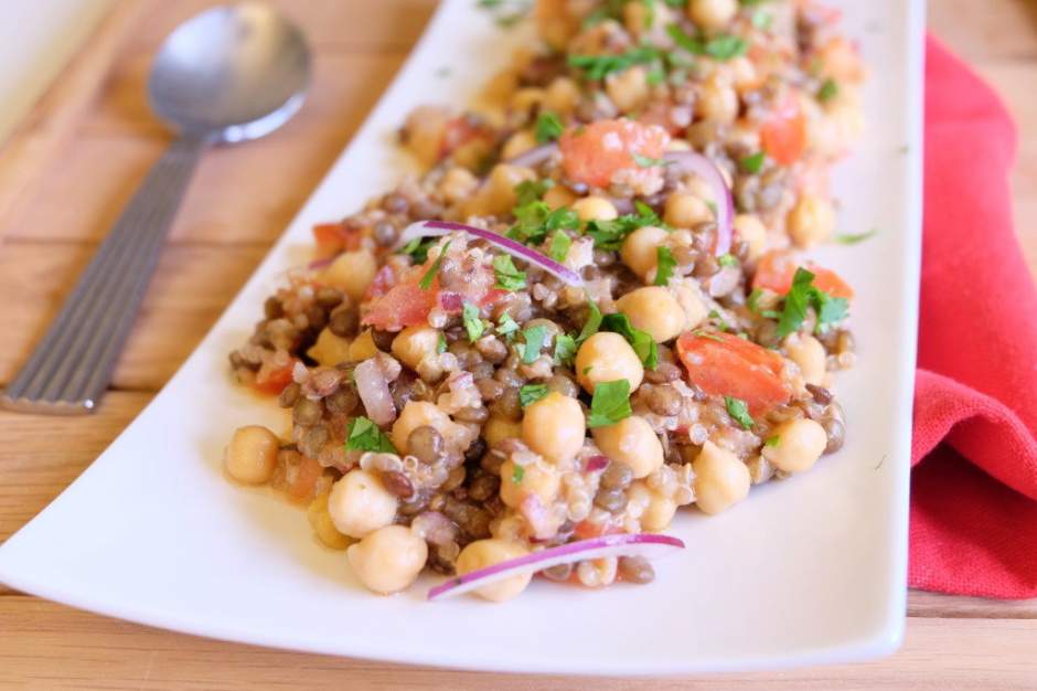 Salade de Lentilles et Pois Chiches à la Mexicaine