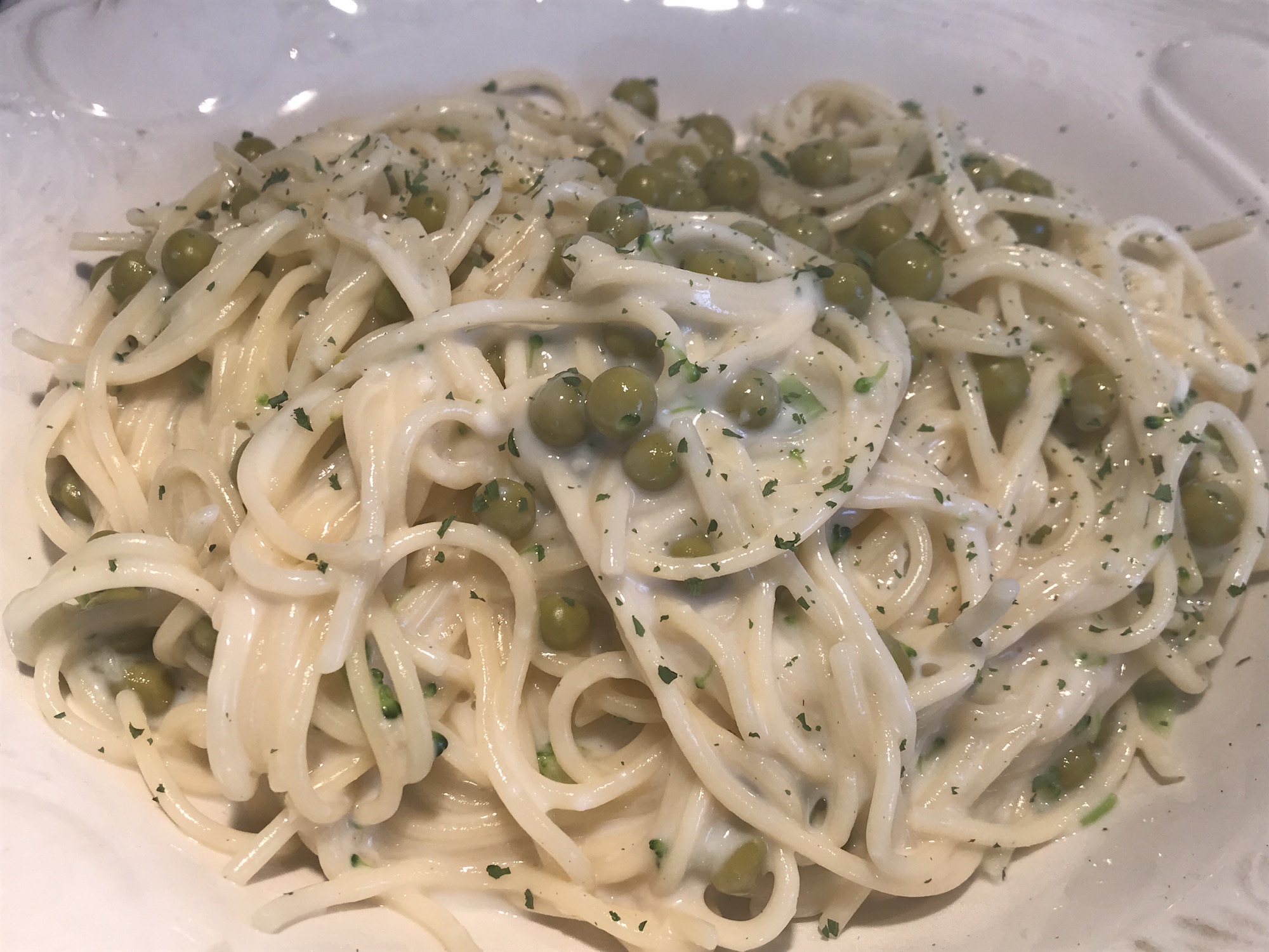 Spaghetti Sauce Béchamel, Petit Pois