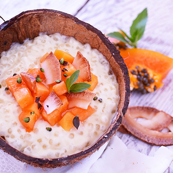 TAPIOCA AU LAIT DE COCO ET PAPAYE